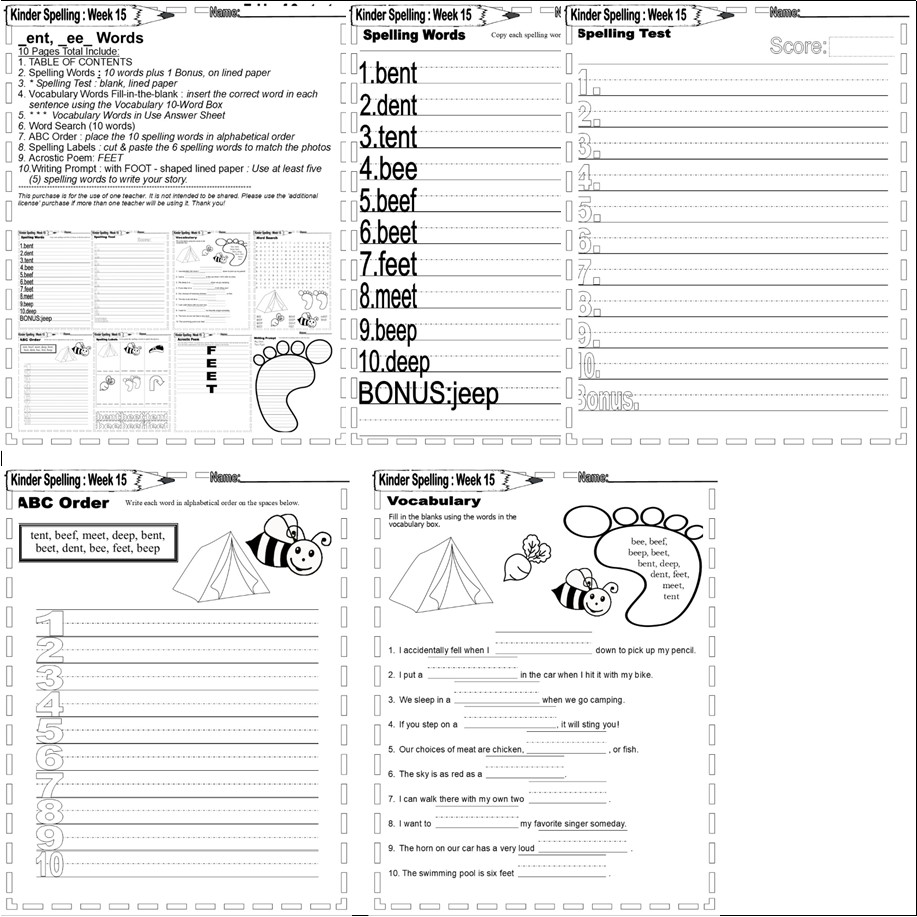 Kindergarten Spelling Worksheets Curriculum Week 15 | Made By Teachers