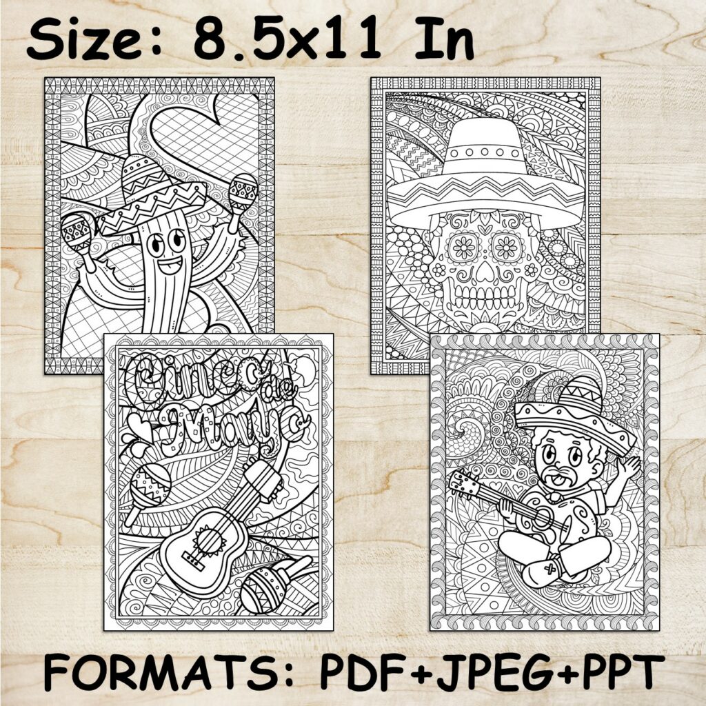 Cinco De Mayo Coloring Pages Mindfulness Mexican Fiesta Coloring Sheets ...