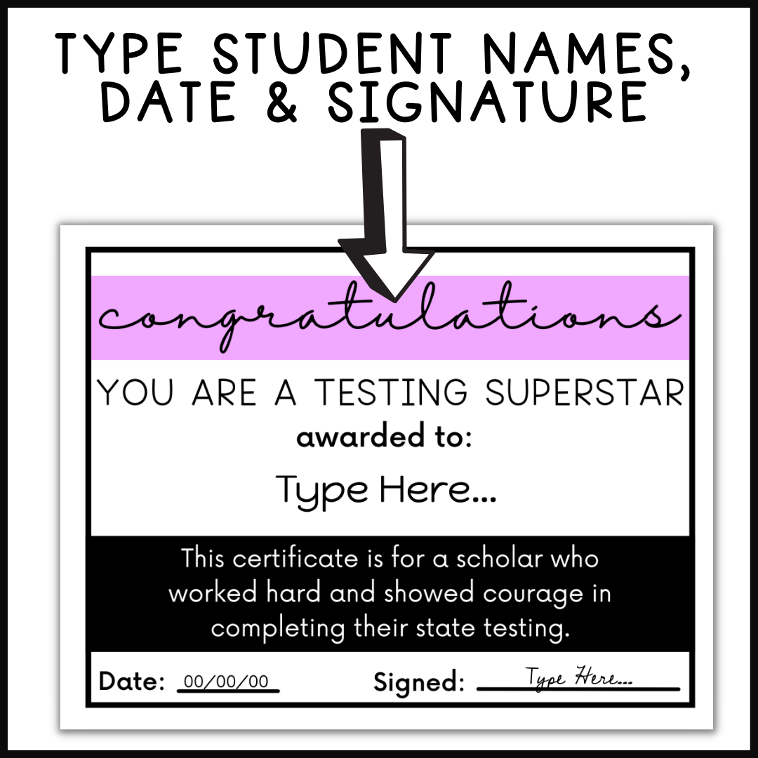 State Testing Certificate - Black & White and Color | Made By Teachers