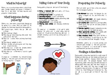 PUBERTY FOR BOYS Counseling Brochure for Kids | Made By Teachers
