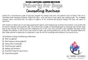 PUBERTY FOR BOYS Counseling Brochure for Kids | Made By Teachers
