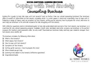 TEST ANXIETY School Counseling Brochure | Made By Teachers