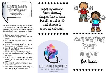 Anger Management Brochure - School Counseling Brochure | Made By Teachers