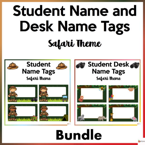 Safari Theme Student and Desk Name Tags Editable Bundle | Made By Teachers