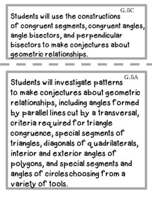 Geometry High School Texas TEKS Learning Objectives Cards | Color & B&W ...