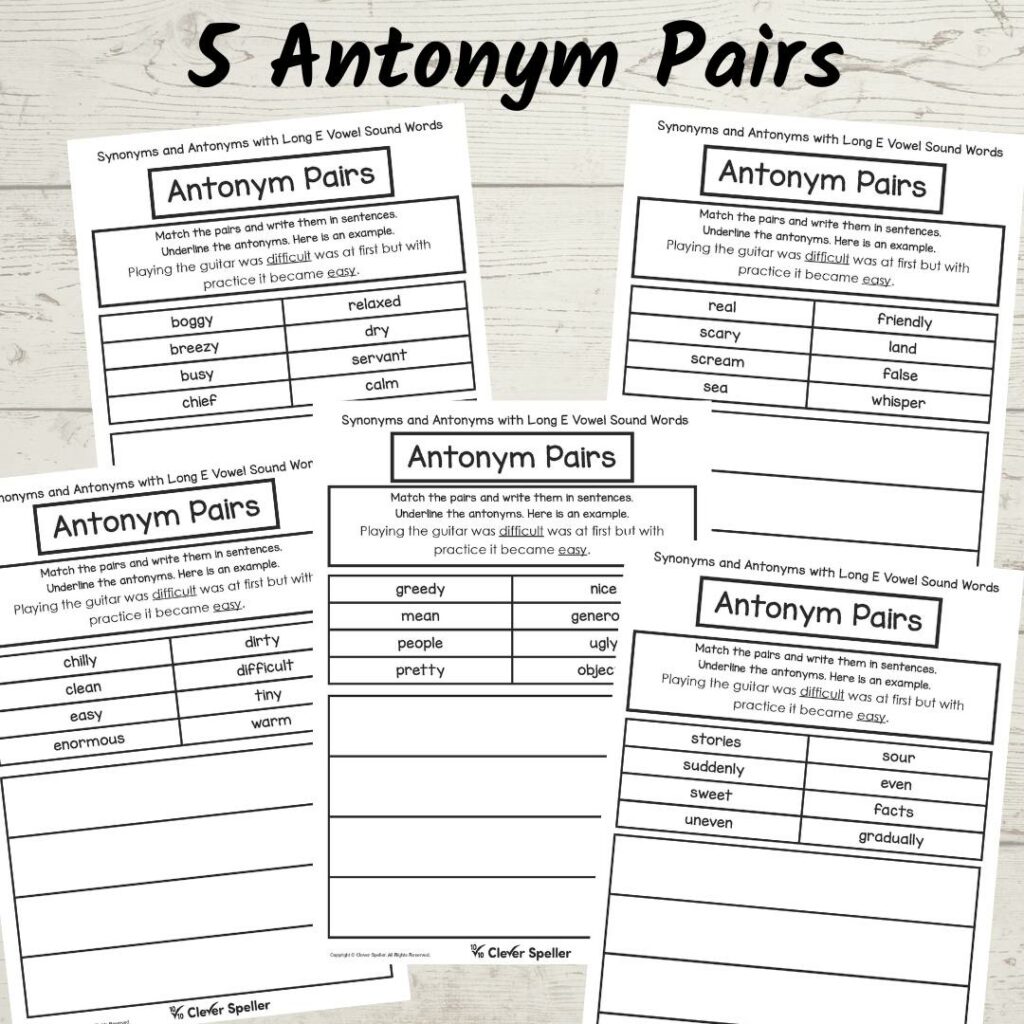 Synonyms and Antonyms - No Prep Worksheets - Story Based Grammar ...