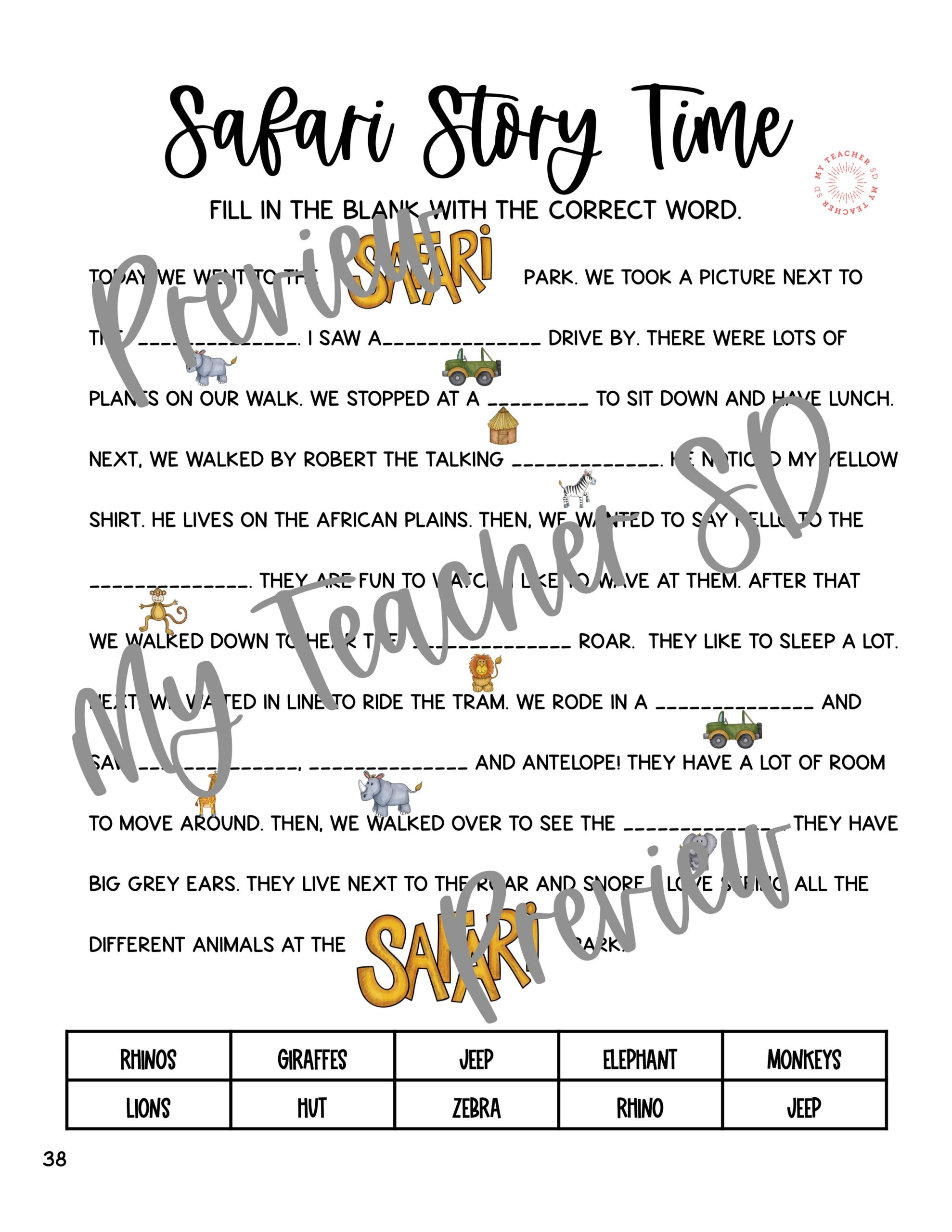 Safari Park Pack K-1st | Made By Teachers