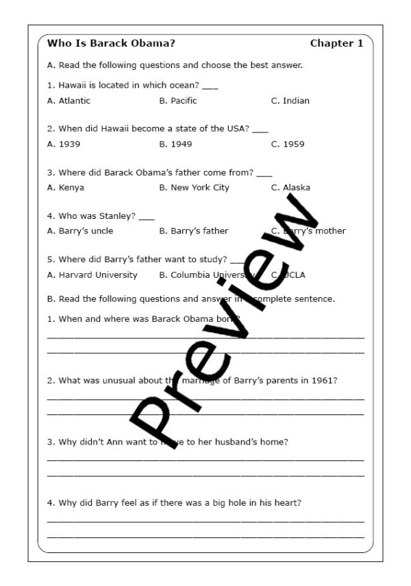 Roberta Edwards "Who Is Barack Obama?" worksheets | Made By Teachers