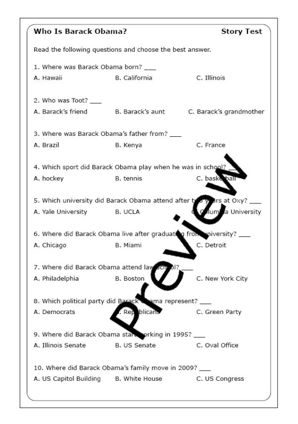 Roberta Edwards "Who Is Barack Obama?" worksheets | Made By Teachers