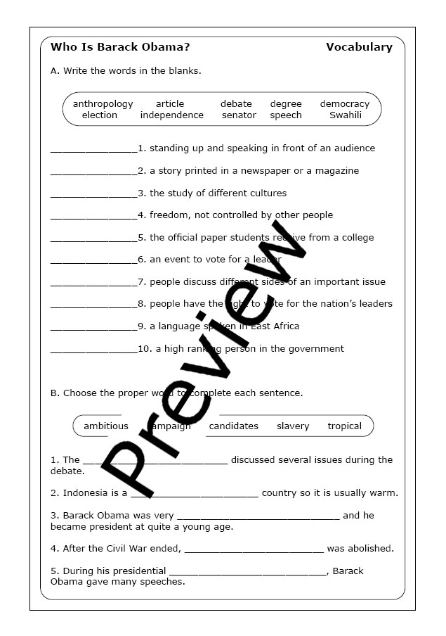 Roberta Edwards "Who Is Barack Obama?" worksheets | Made By Teachers