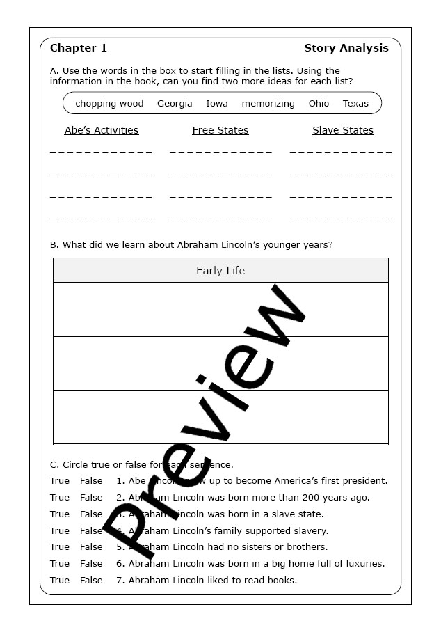 Janet Pascal "Who Was Abraham Lincoln?" worksheets | Made By Teachers
