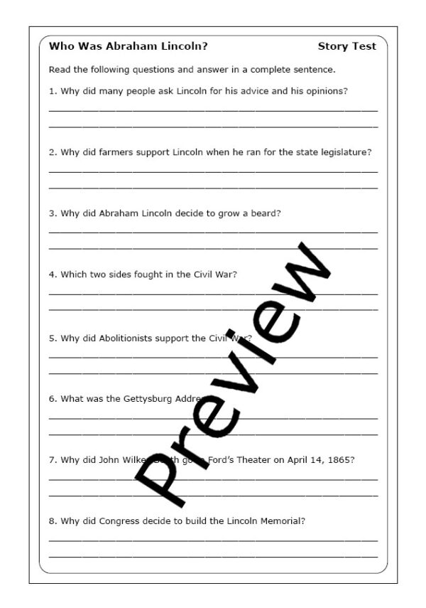 Janet Pascal "Who Was Abraham Lincoln?" worksheets | Made By Teachers