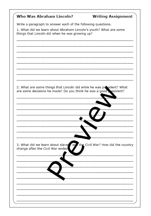 Janet Pascal "Who Was Abraham Lincoln?" worksheets | Made By Teachers