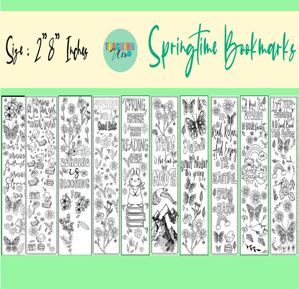 Springtime Bookmarks | Spring Bookmarks For book lovers & readers ...