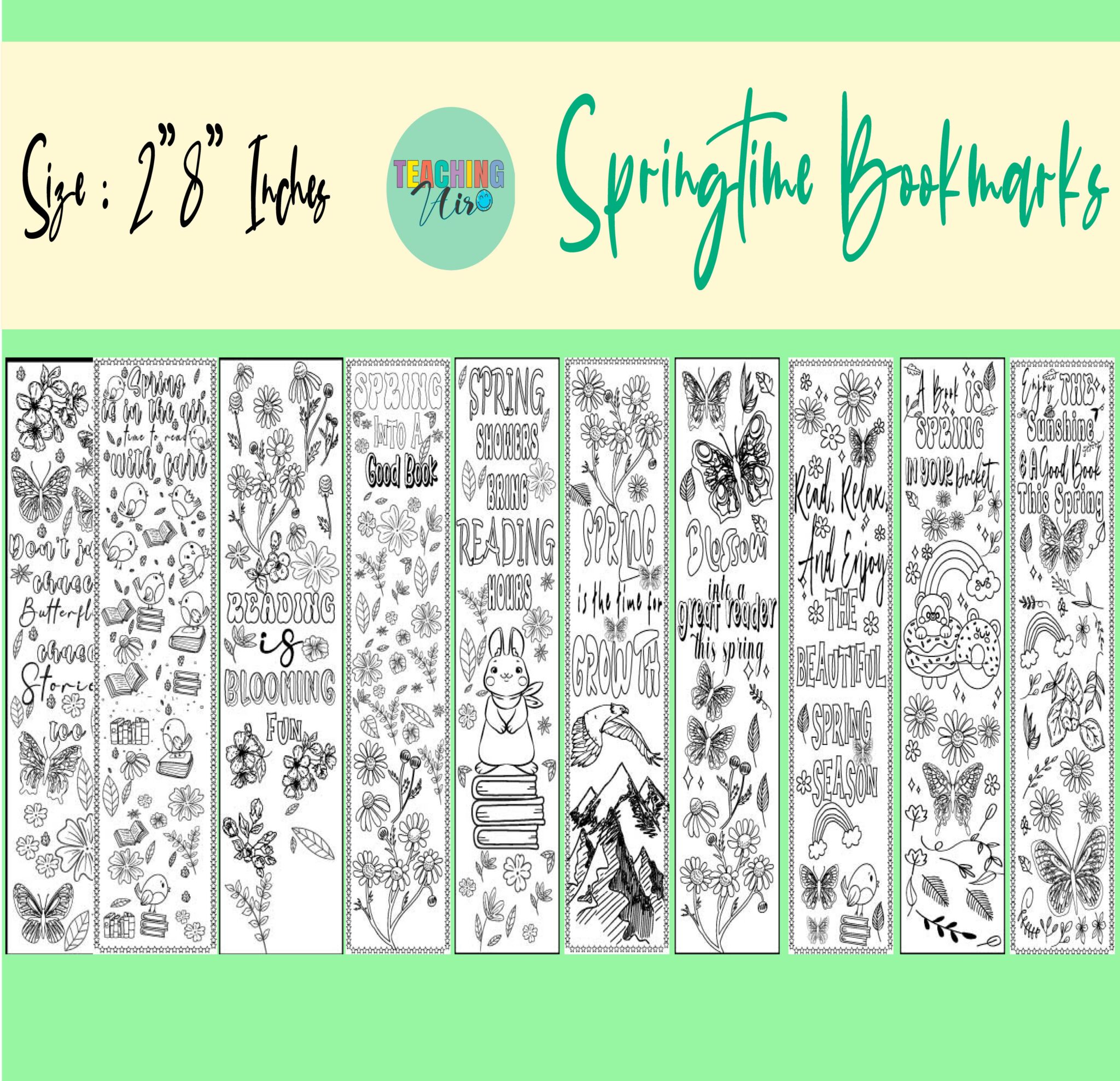Springtime Bookmarks | Spring Bookmarks For book lovers & readers ...