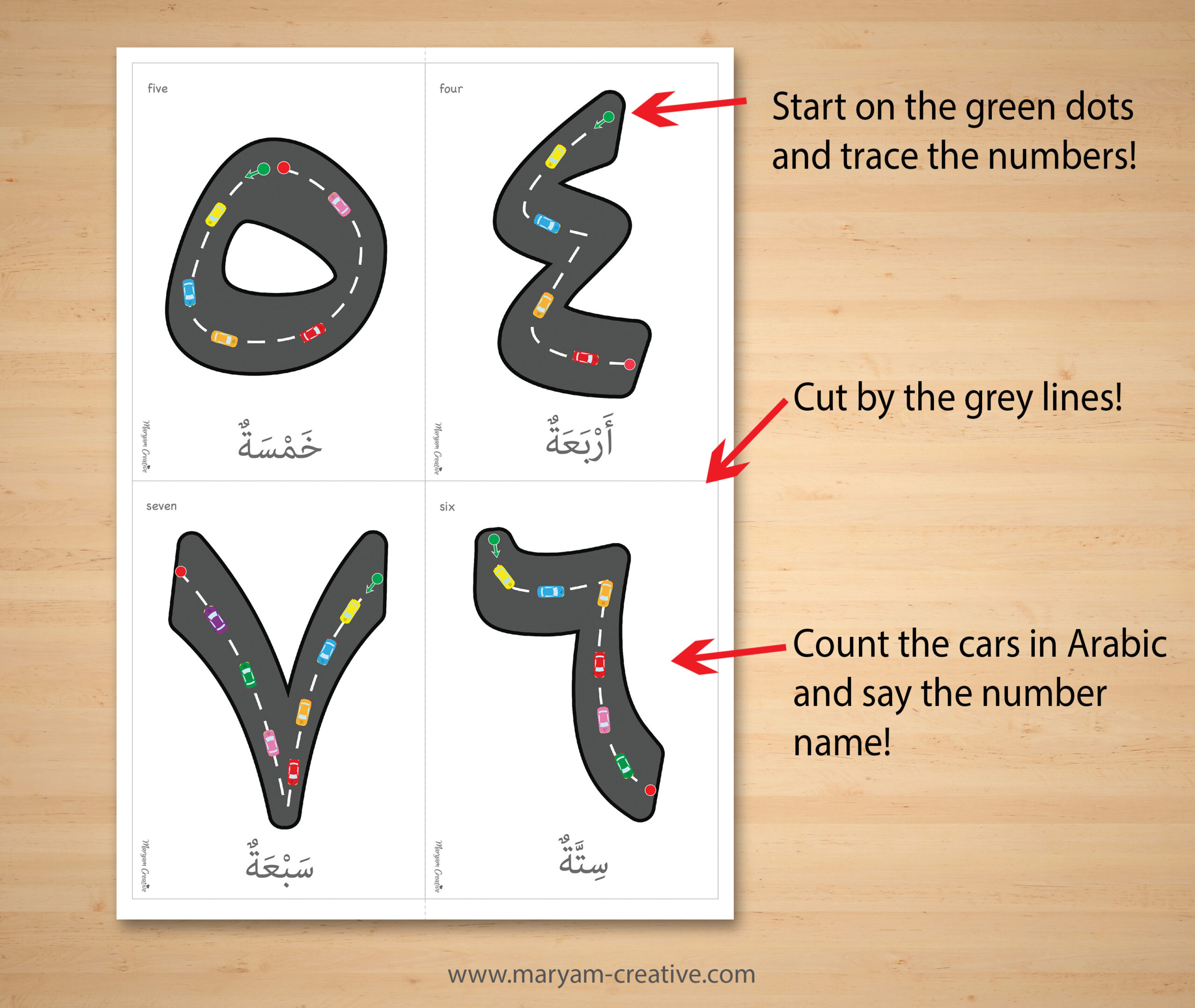 Arabic Numbers Road flashcards 0-10, عربى, ارقام عربية | Made By Teachers