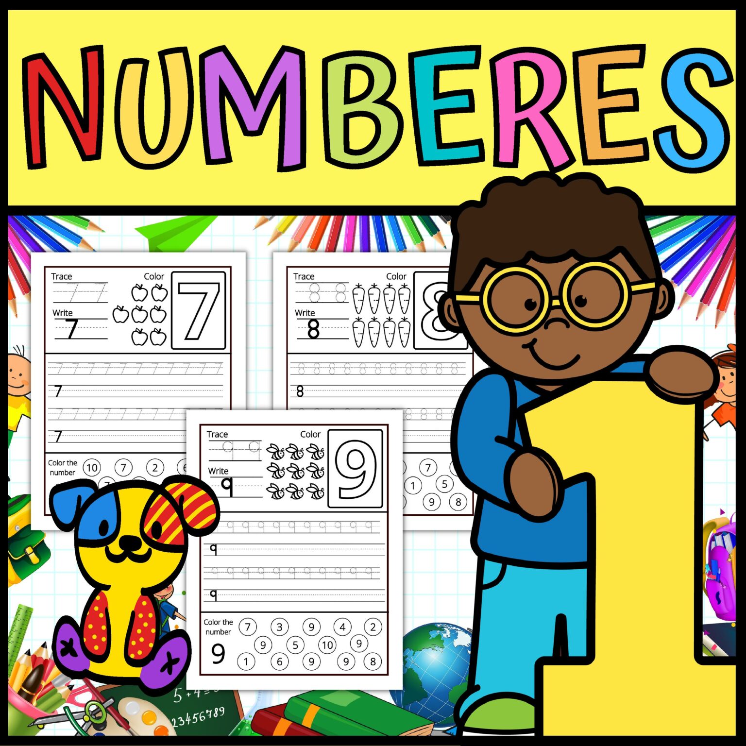 Numbers 1-10 Practice Pages (trace, write, color & find) | Made By Teachers