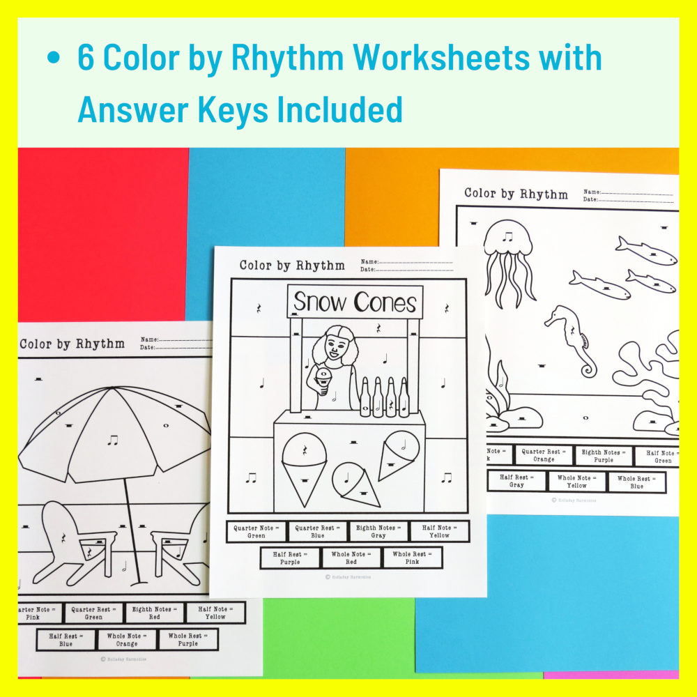 Summer Themed Color by Rhythm Worksheets | End of Year Activities ...