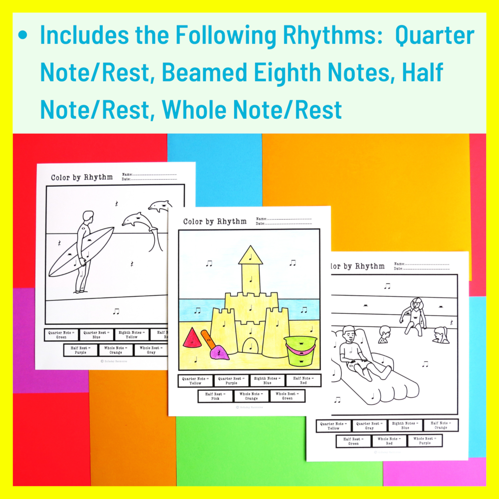 Summer Themed Color by Rhythm Worksheets | End of Year Activities ...