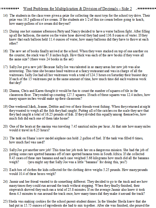 Decimals Word Problems All Operations (45 Problems in All) | Made By ...