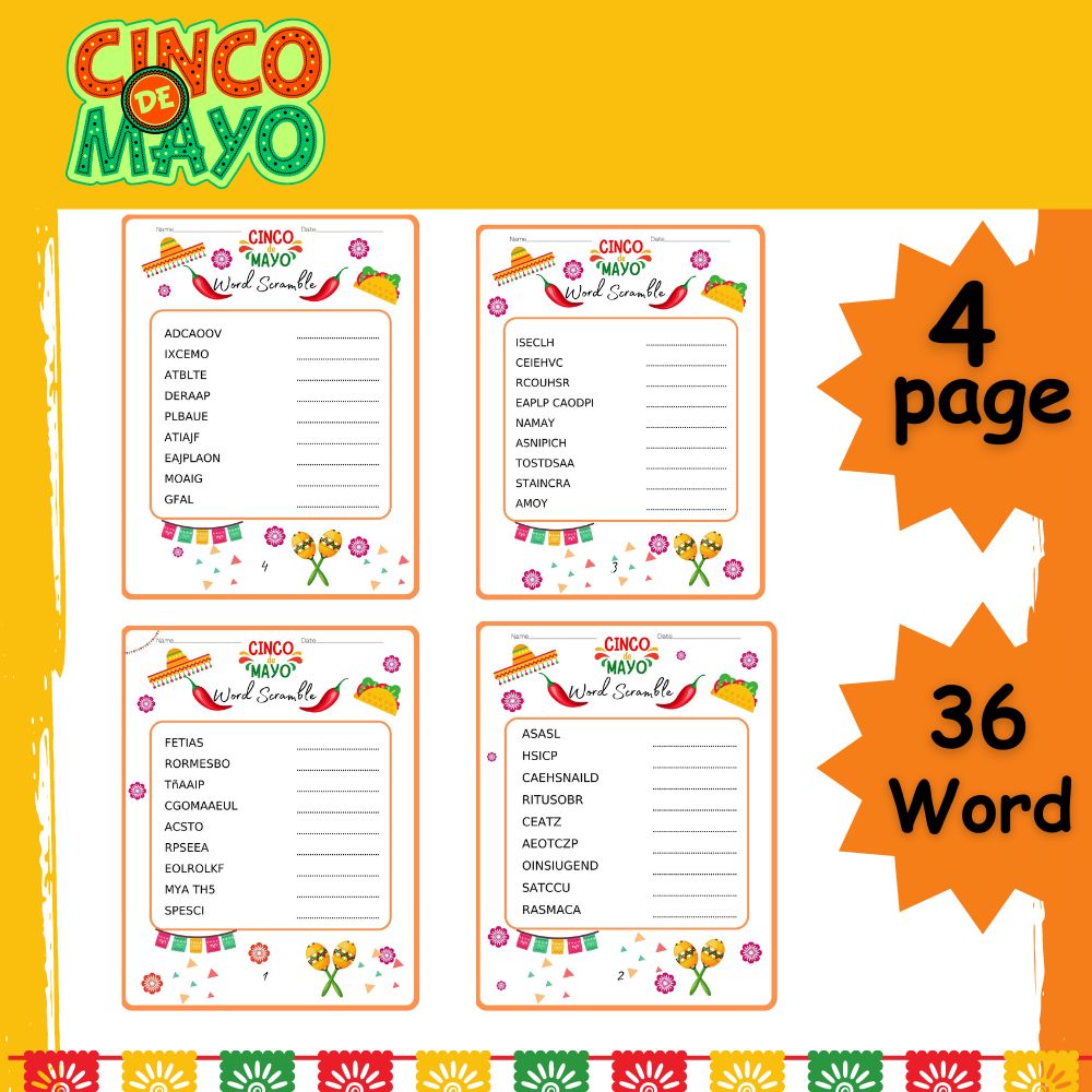Cinco de Mayo Word Scramble Activity | Made By Teachers