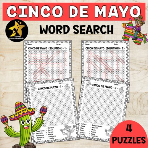 Cinco De Mayo Word Search Puzzles Games Mexican Fiesta Worksheets May ...