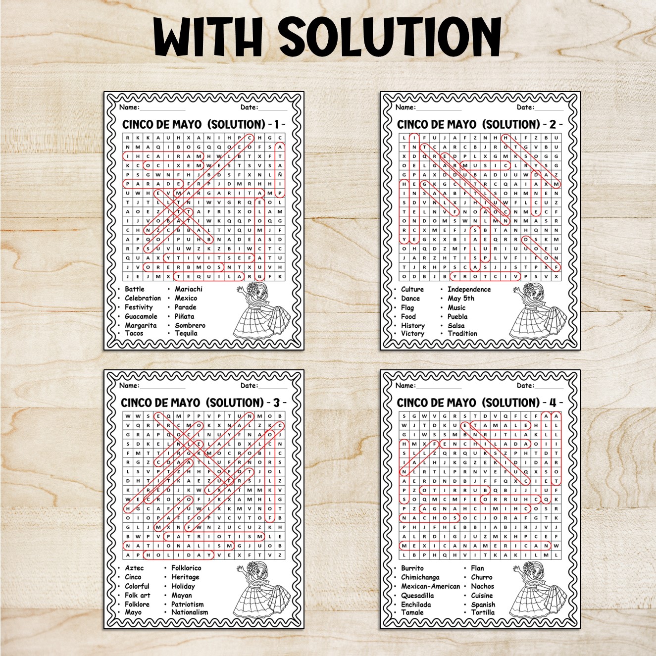 Cinco De Mayo Word Search Puzzles Games Mexican Fiesta Worksheets May ...