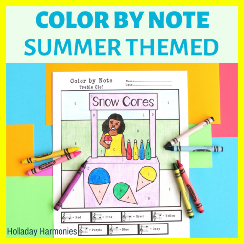 Summer Themed Color by Note - Treble Clef and Bass Clef | End of Year ...