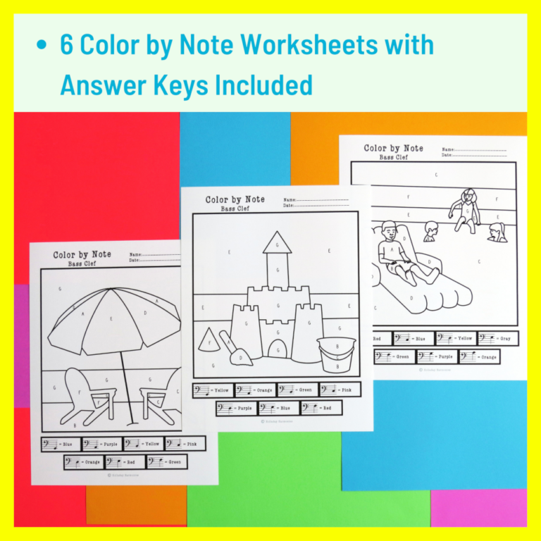 Summer Themed Color by Note - Treble Clef and Bass Clef | End of Year ...
