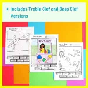 Summer Themed Color by Note - Treble Clef and Bass Clef | End of Year ...