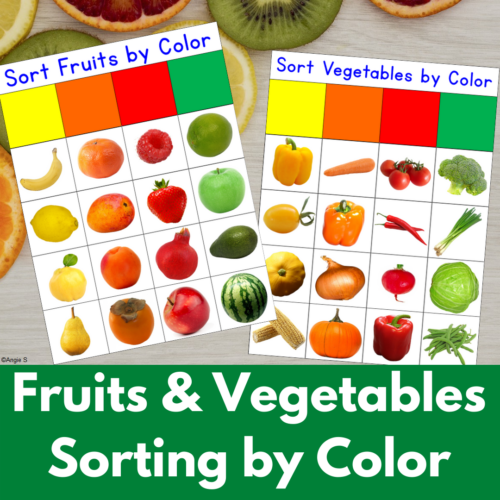 Fruit and Vegetable Sort by Color Activity for Special Education | Made ...