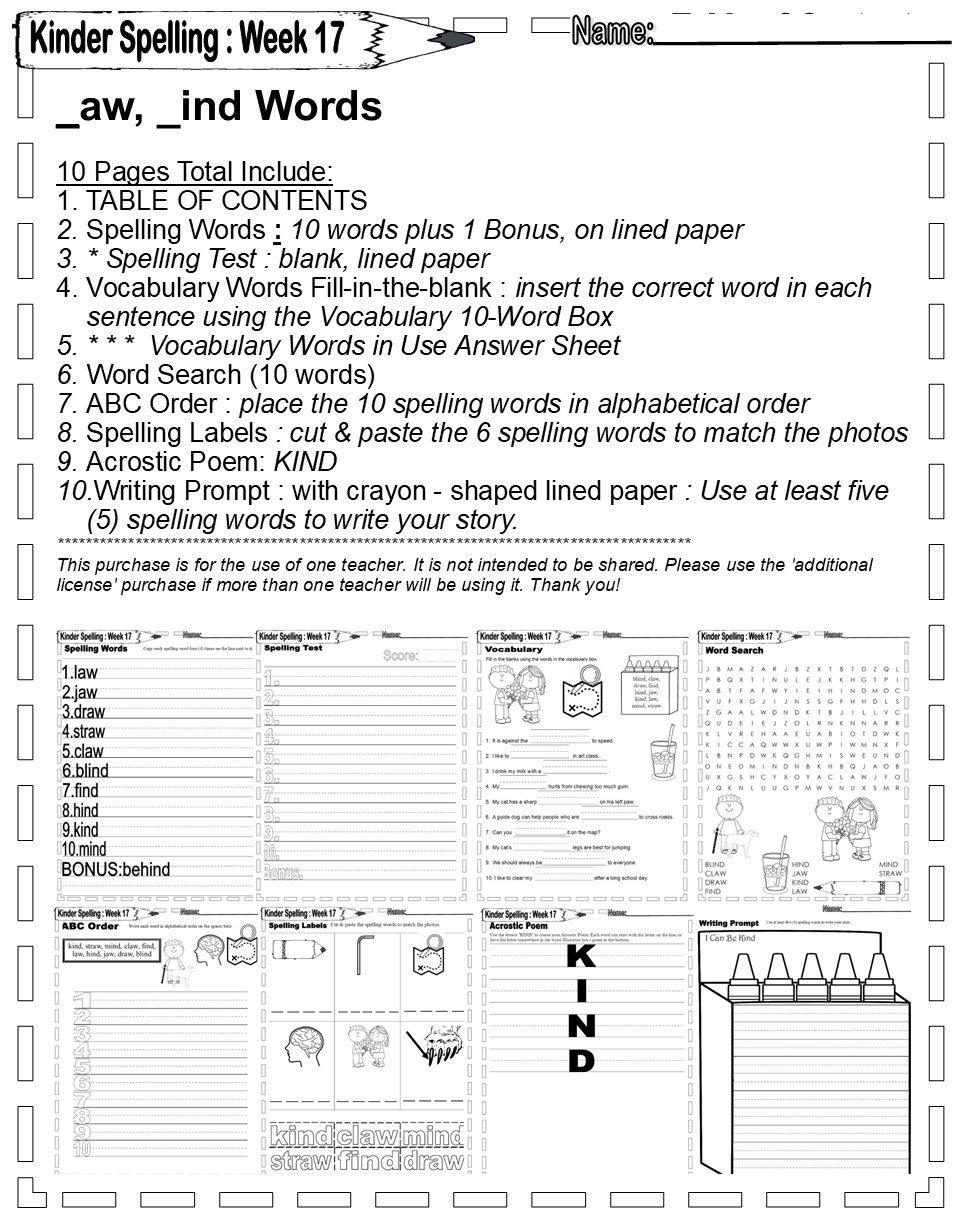Kindergarten Spelling Worksheets Curriculum Week 17 | Made By Teachers