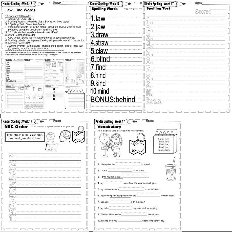 Kindergarten Spelling Worksheets Curriculum Week 17 | Made By Teachers