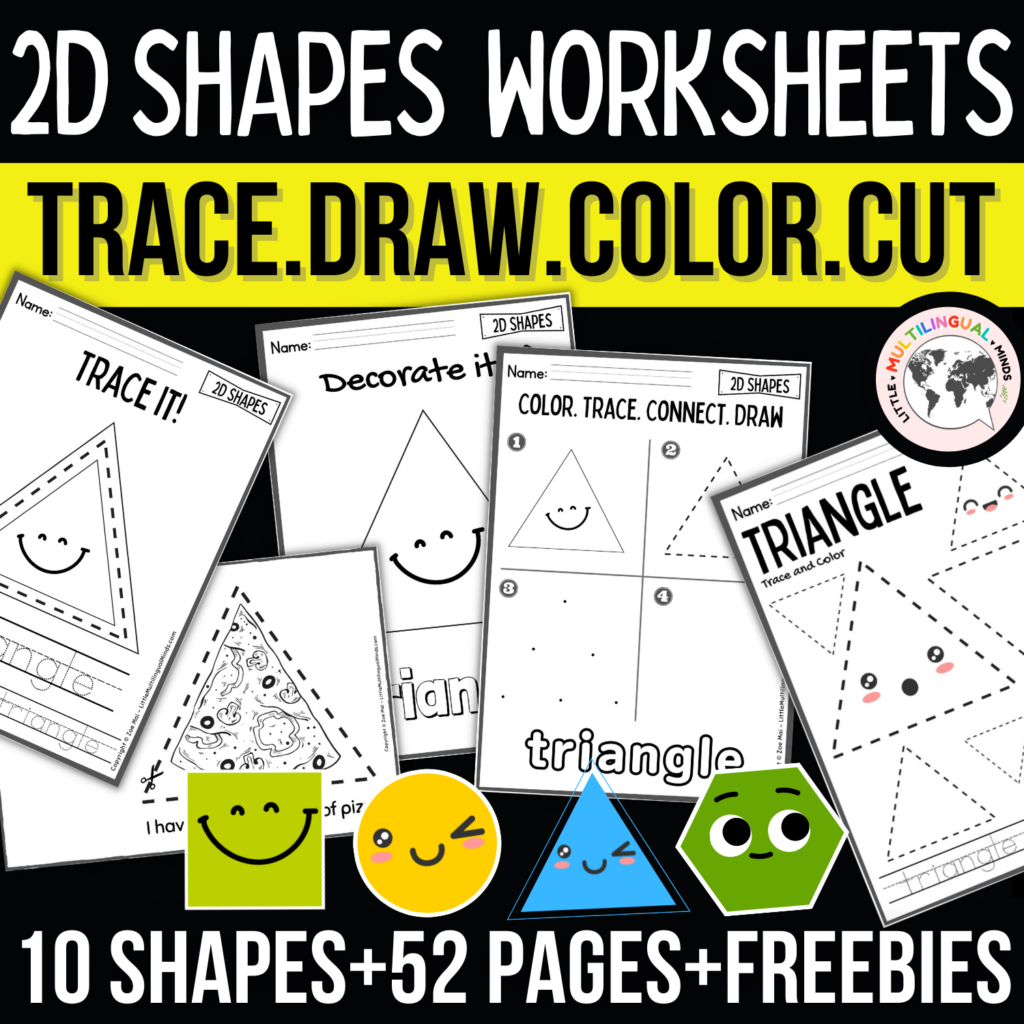 2D Shapes Worksheets: Tracing Shapes, Drawing Shapes | Pre-K ...