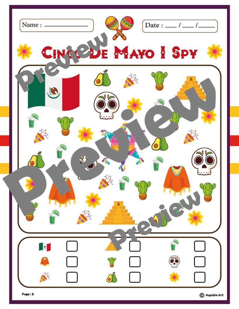 Cinco De Mayo I Spy Game : Search and Count | Made By Teachers