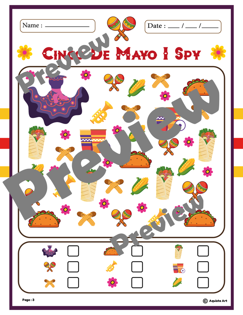 Cinco De Mayo I Spy Game : Search and Count | Made By Teachers