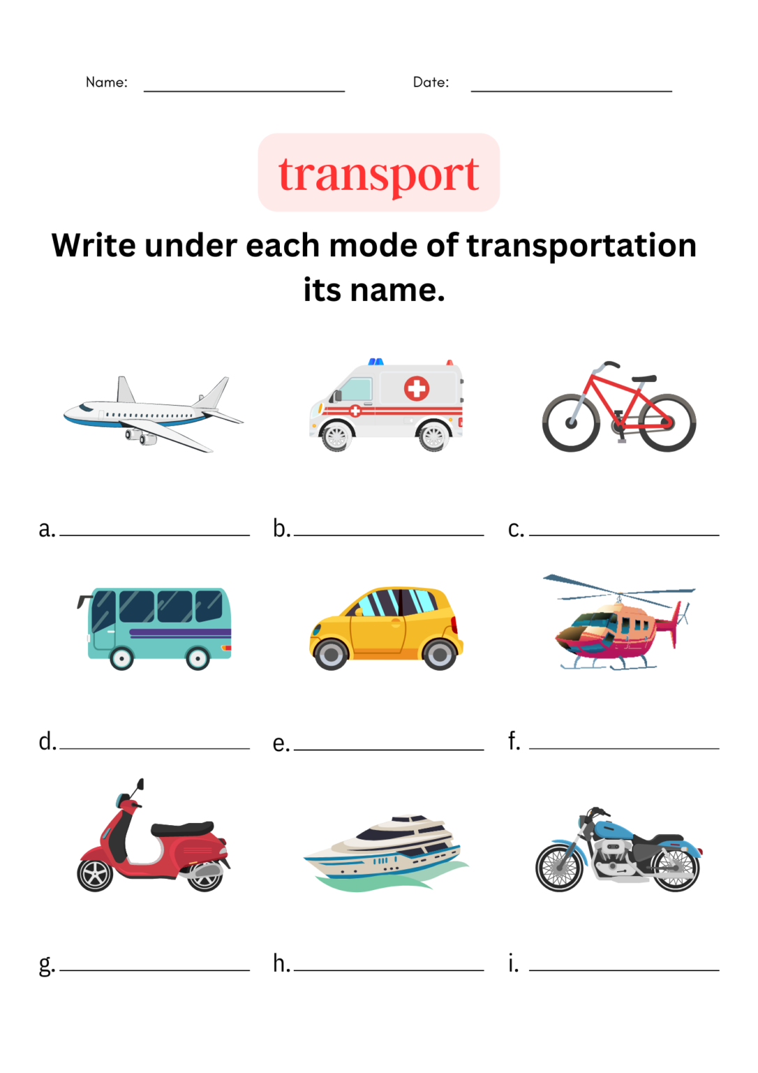 preschool transport worksheet for kindergarten - Transportation for ...