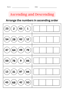 Ascending and descending order worksheet 1 to 100 - Ordering numbers ...