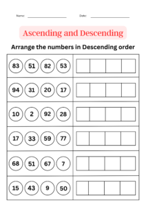 Ascending and descending order worksheet 1 to 100 - Ordering numbers ...