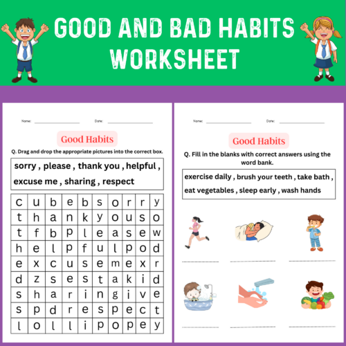 Good And Bad Habits In School Worksheet For Kindergarten Printable And Good And Bad Habits In School Worksheet For Kindergarten Printable And