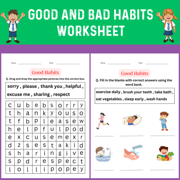 Good and bad habits in School worksheet for kindergarten, Printable and ...