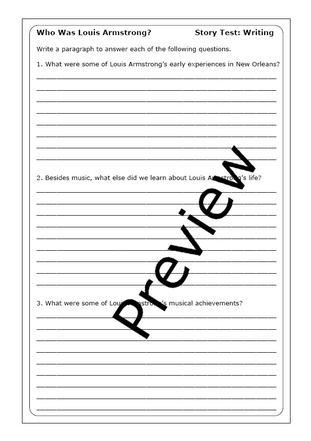 Yona Zeldis McDonough "Who Was Louis Armstrong?" worksheets | Made By ...