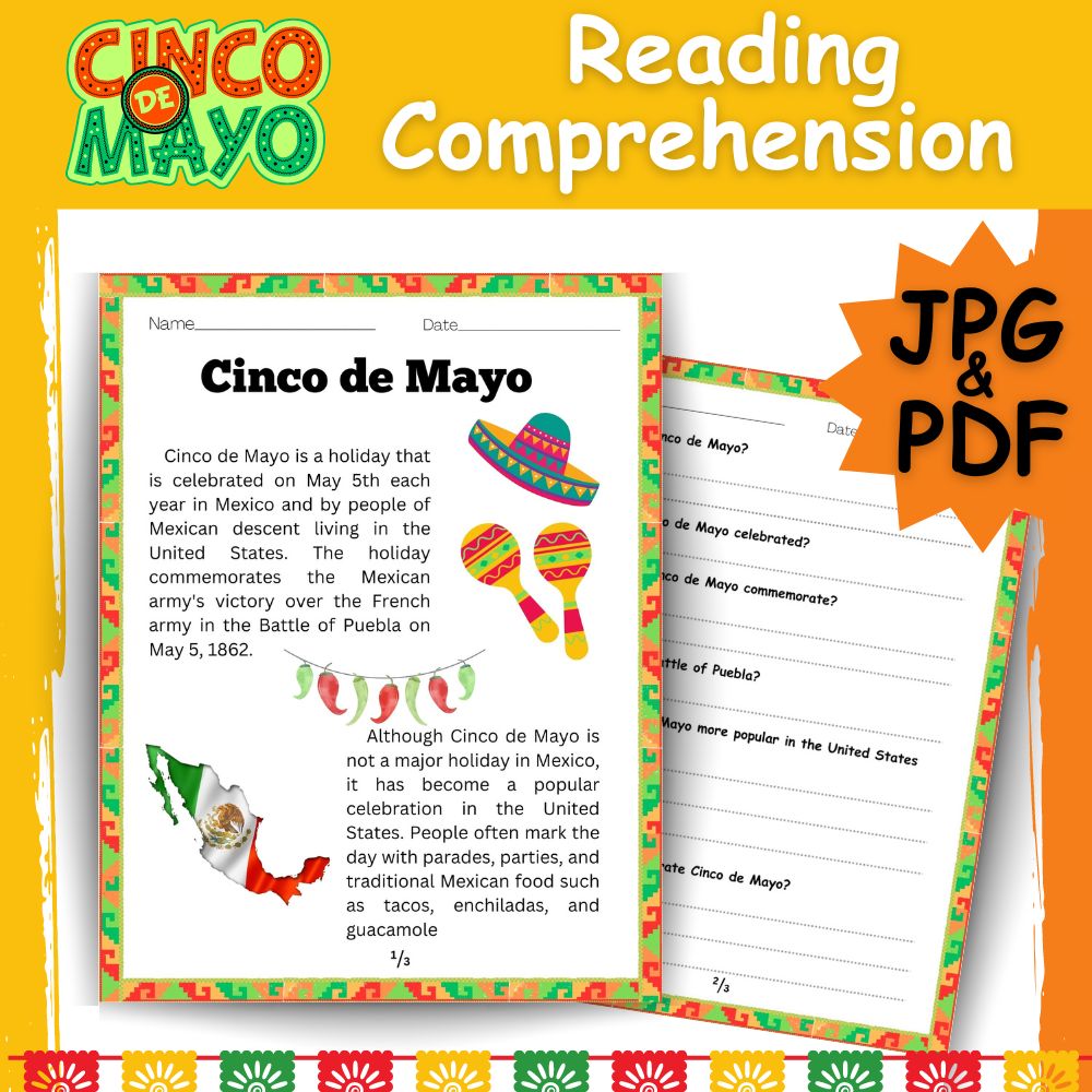 Cinco De Mayo Reading Comprehension Worksheets Printable Word Searches