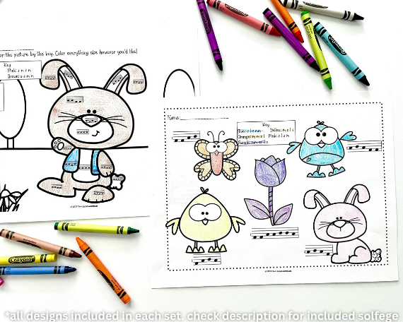 Sol Mi Spring Color by Note Worksheets // Solfege coloring sheets print ...
