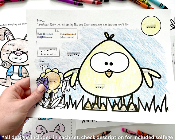 Sol Mi Spring Color by Note Worksheets // Solfege coloring sheets print ...