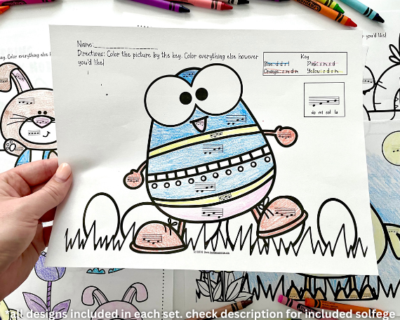 Sol Mi Spring Color by Note Worksheets // Solfege coloring sheets print ...