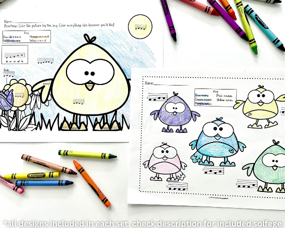 Sol Mi La Spring Color by Note Worksheets // Solfege coloring sheets ...