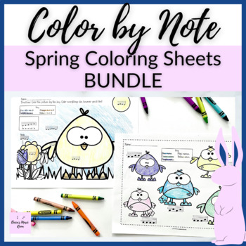 Spring Color by Note Worksheets BUNDLE // Solfege coloring sheets print ...