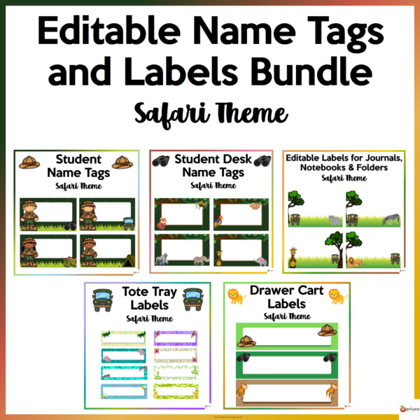 Safari Theme Decor Bundle Name Tags and Labels | Made By Teachers