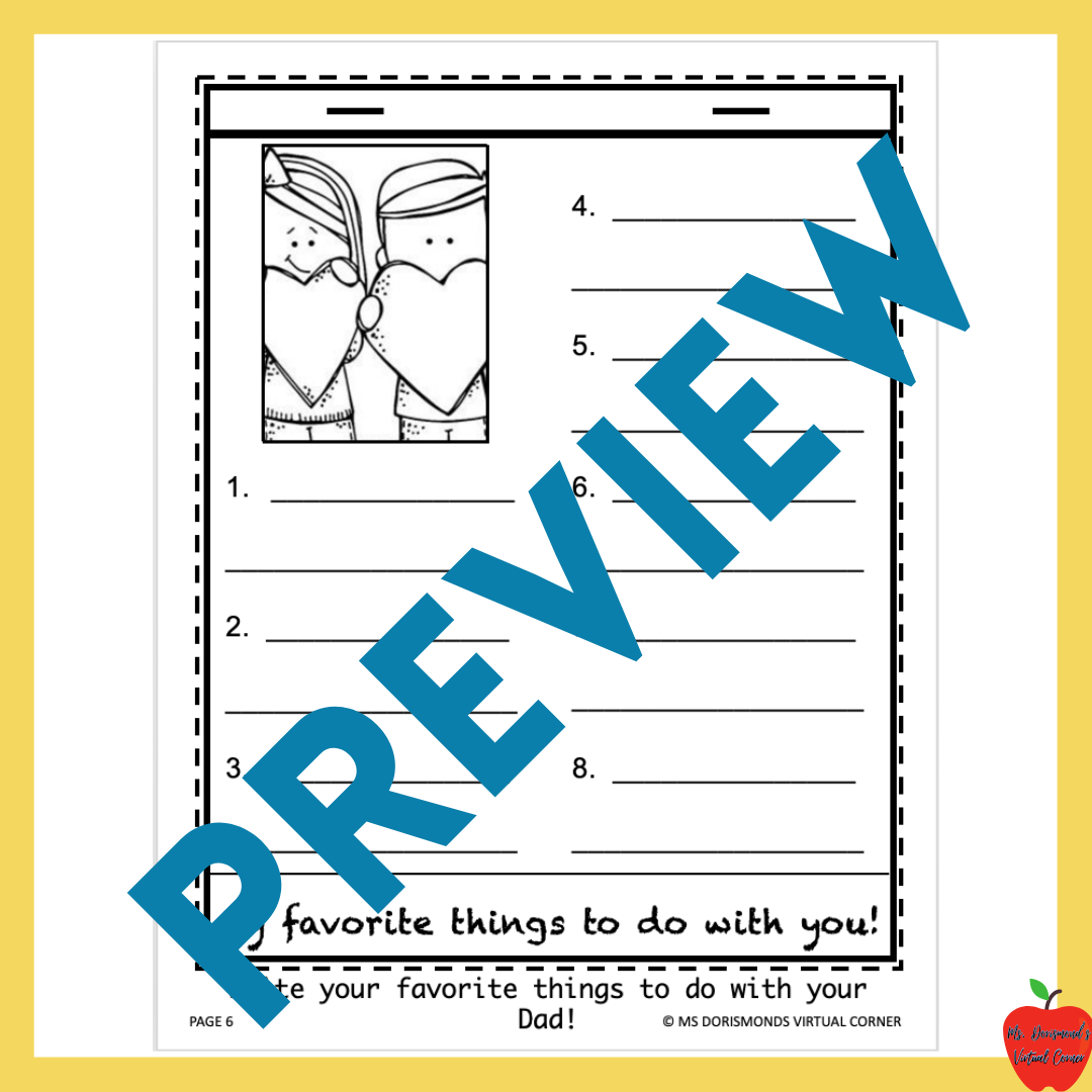 Father's Day Flip Book | Art Craft and Writing Prompt Activity (K-2 ...